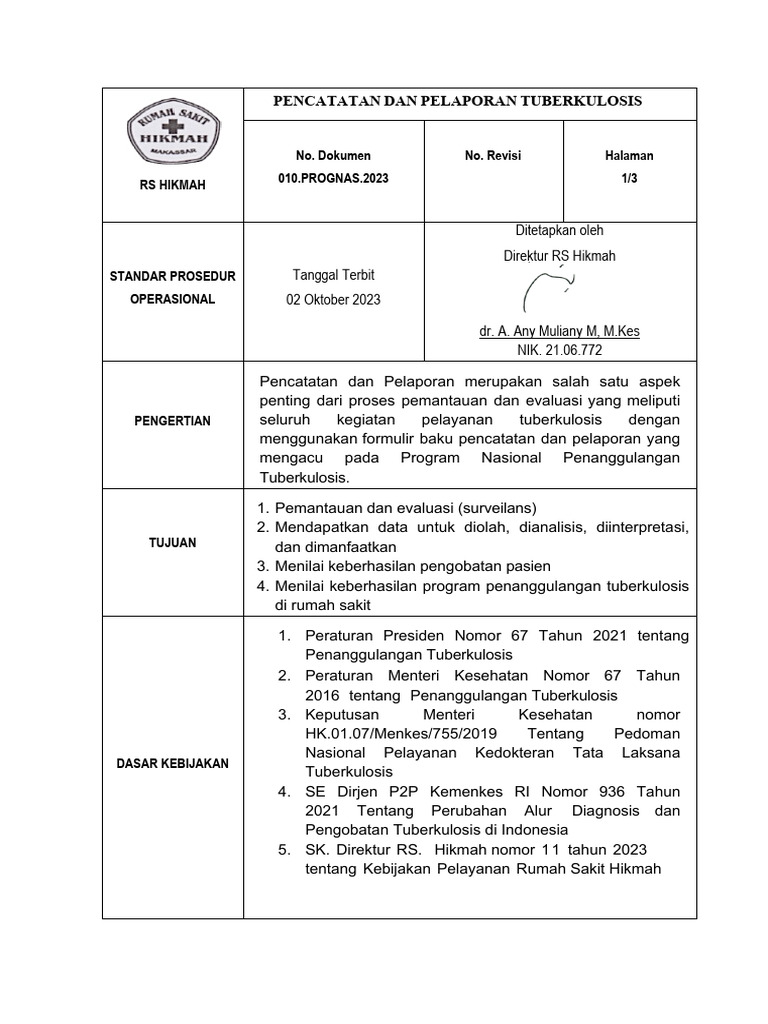 Spo Pencatatan Dan Pelaporan Tuberkulosis | PDF | Pengembangan Diri | Kesehatan Holistik