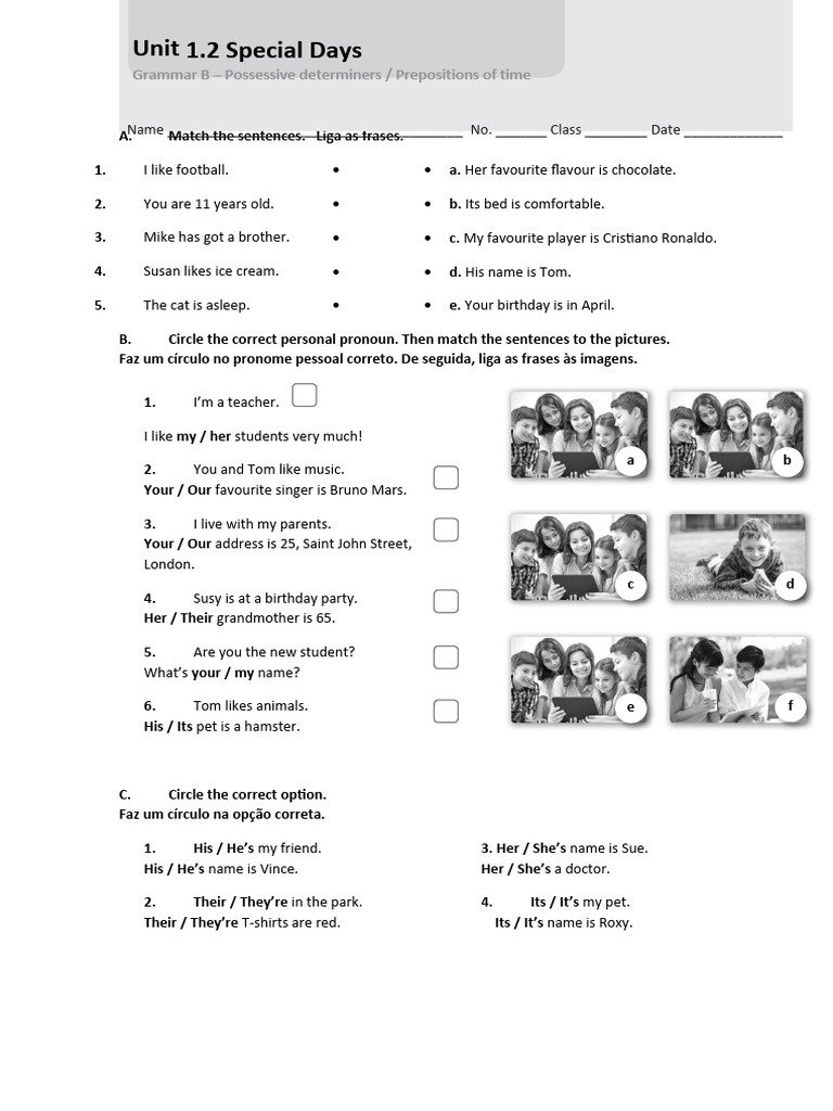 Ficha Possessive Determinants | PDF | Languages | Foreign Language Studies