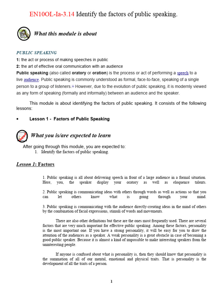 Factors of Effective Public Speaking | PDF | Public Speaking ...