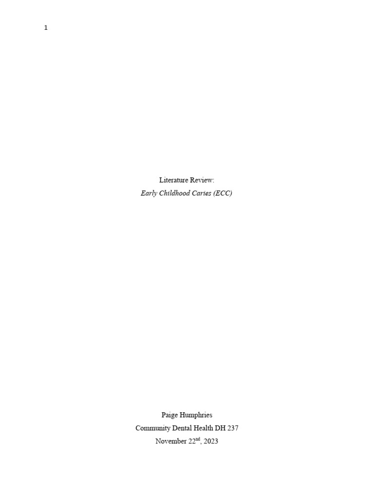 Ecc Lit Review - P | PDF | Preventive Healthcare | Dentistry