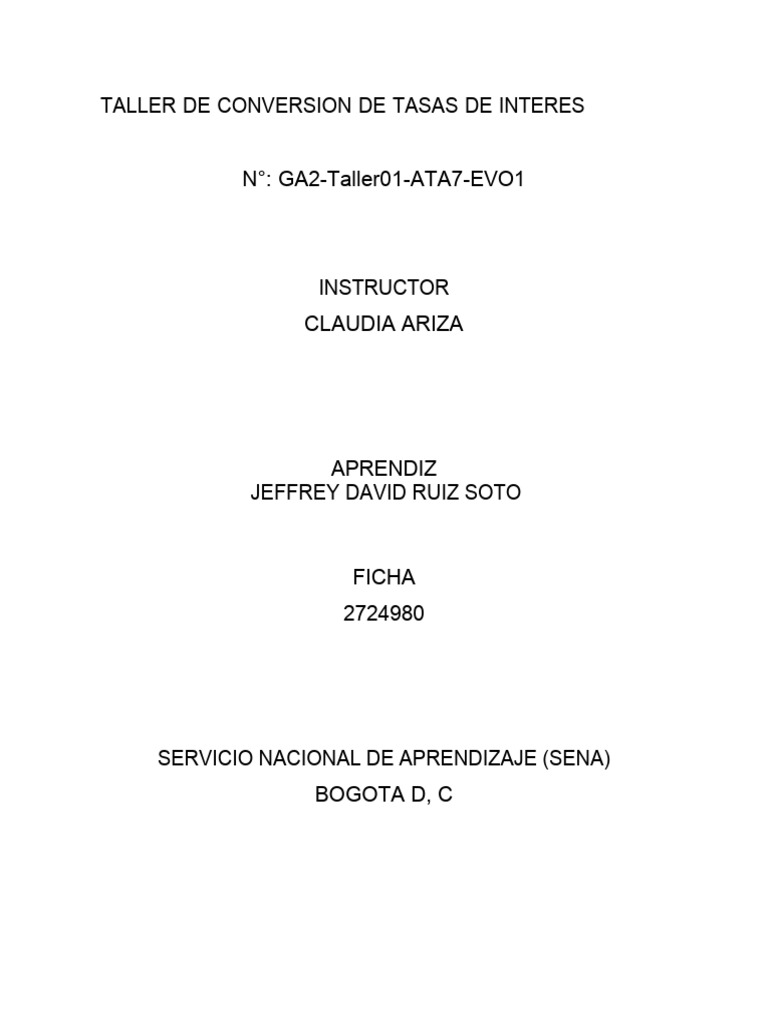 Taller-De-Conversion-De-Tasas-De-Interes-Ata-7-Evo1-Taller-01 JEFFFREY | PDF | Interés | Tasas ...