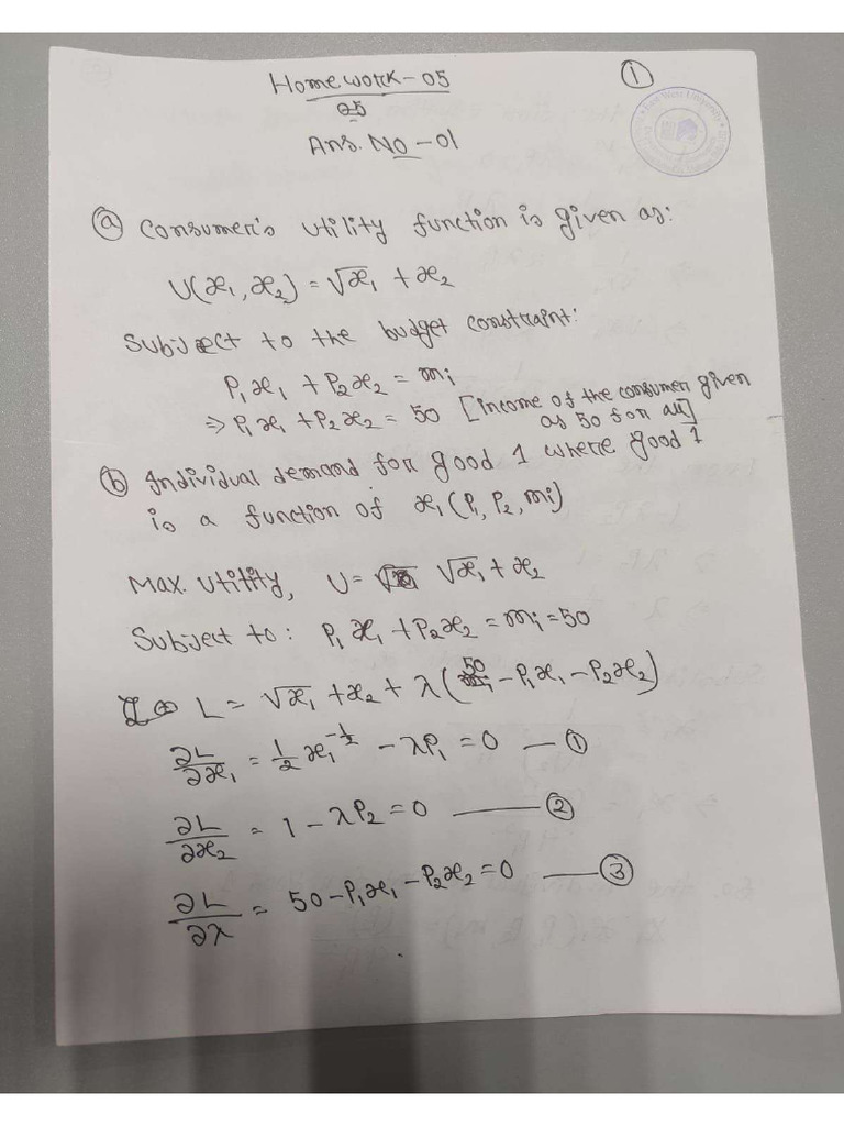 HW 05 Quesyion 01 and 02 | PDF