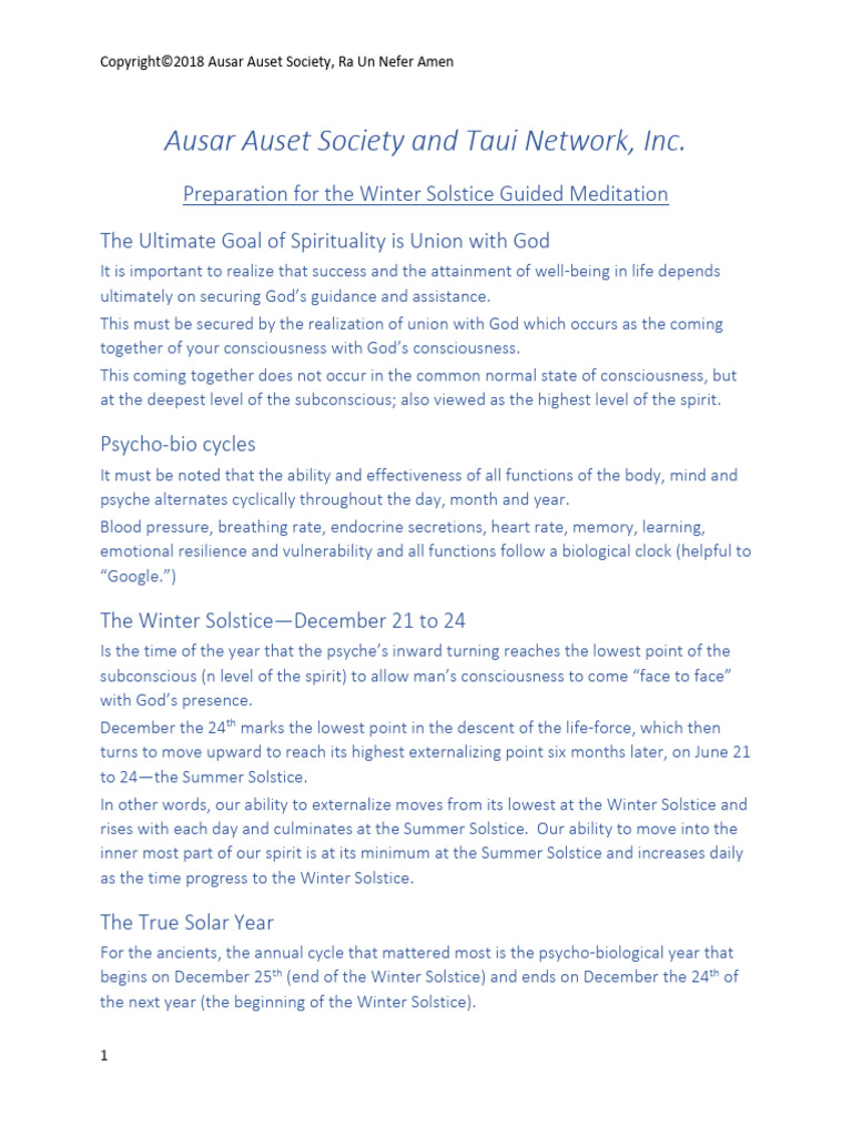 Winter Solstice Meditation Script | PDF | Thought | Prayer