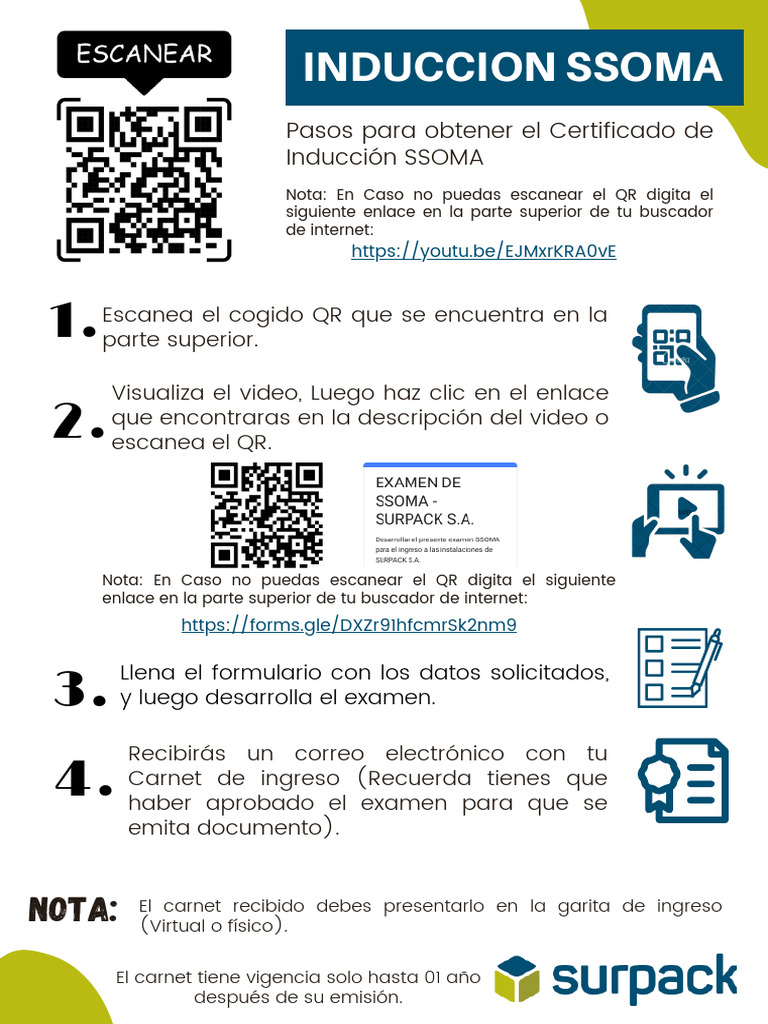 Guía para Certificado Inducción SSOMA | PDF