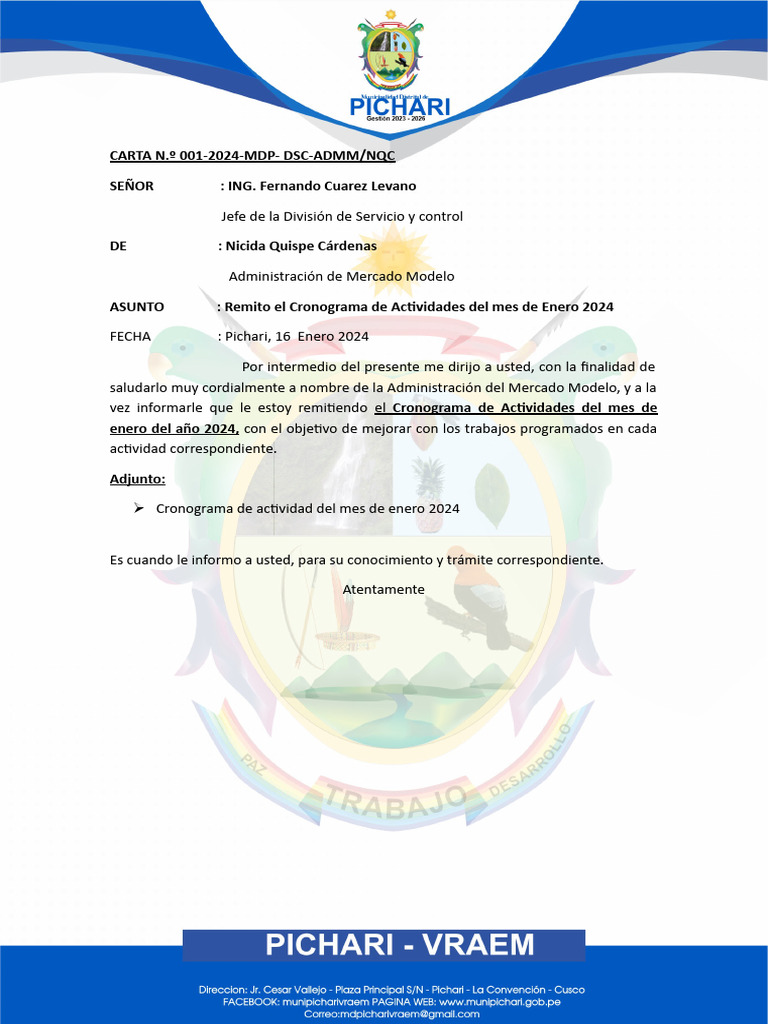 Informe 001-2024-Mdp-Dsc-Admm | PDF
