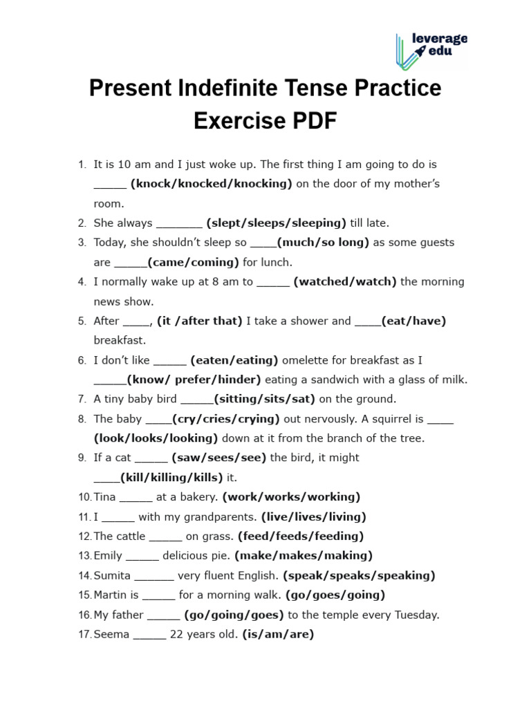Present-Indefinite-Tense-Practice-Exercise-PDF | PDF