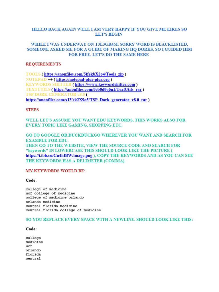 How To Make HQ Dorks & Keywords - My Method | PDF | Computing | System Software