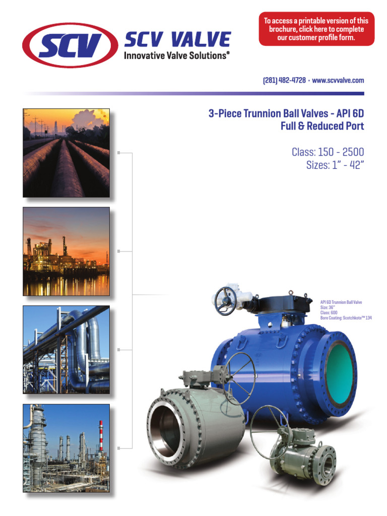 Trunnion Ball Valve Brochure | PDF | Valve | Building Materials