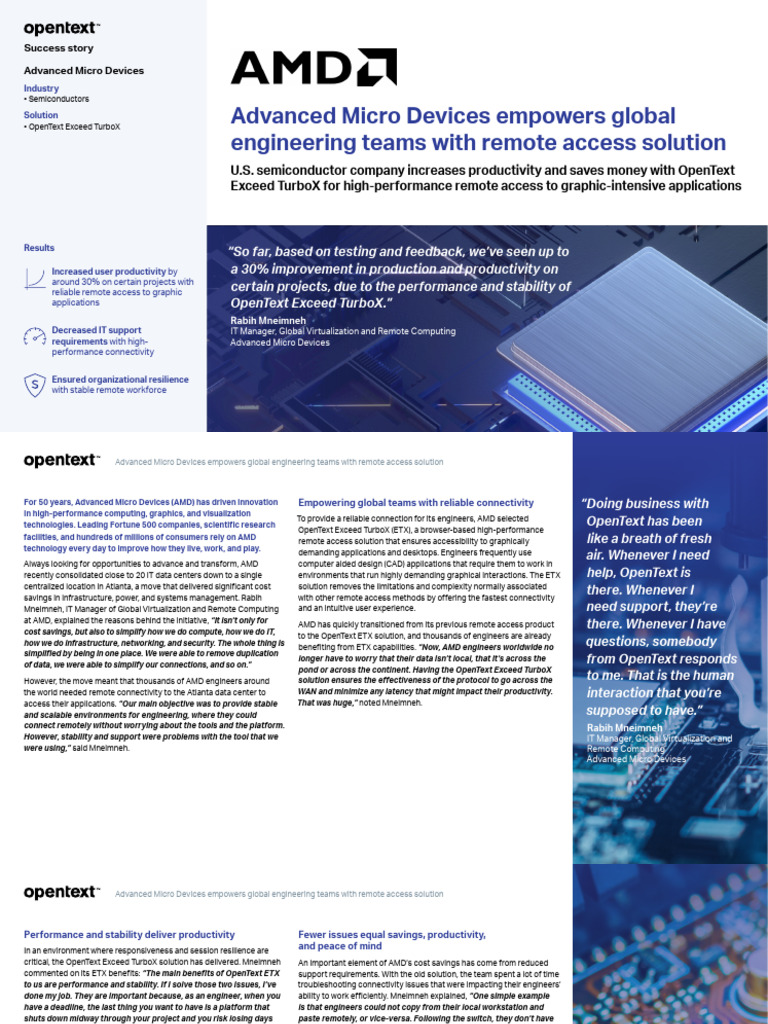 AMD Empowers Global Engineering Teams With Remote Access Solution | PDF | Virtualization | Computing