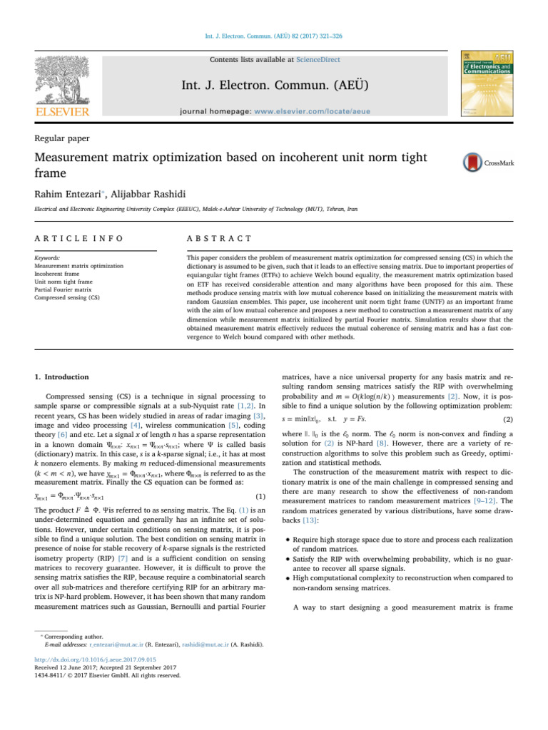 Entezari 2017 | PDF | Matrix (Mathematics) | Coherence (Physics)