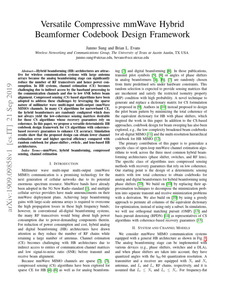 Versatile Compressive Mmwave Hybrid Beamformer Codebook Design ...