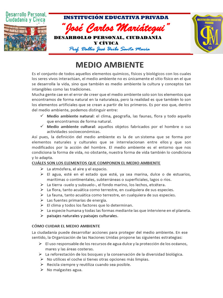 Importancia del Medio Ambiente | PDF | Entorno natural | Contaminación