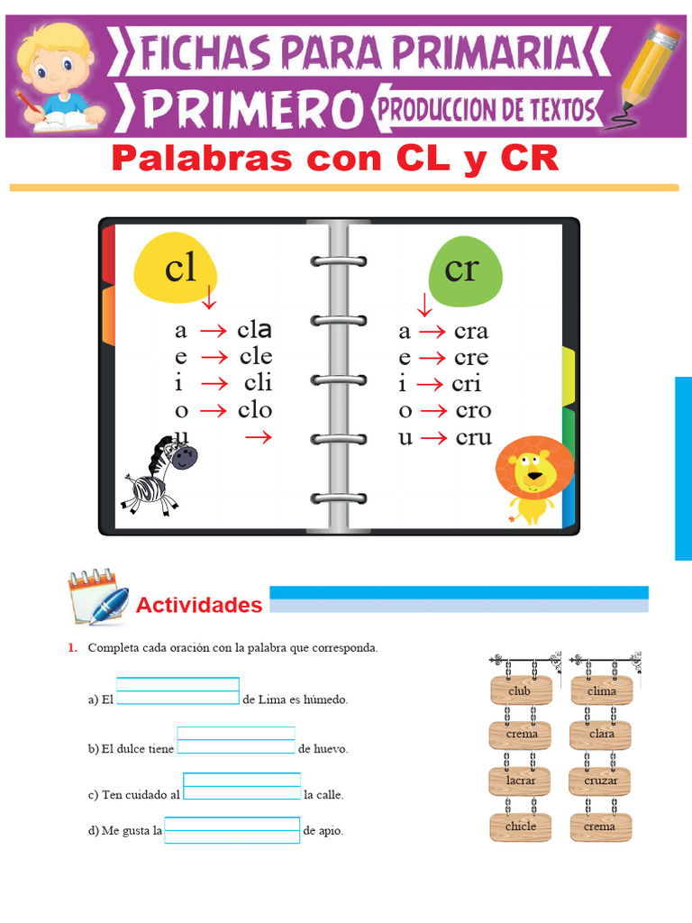 Actividades con Palabras CL y CR | PDF