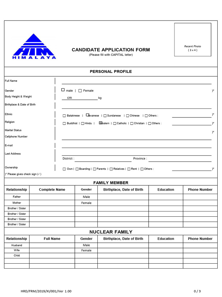 Form Data Diri New Pdf