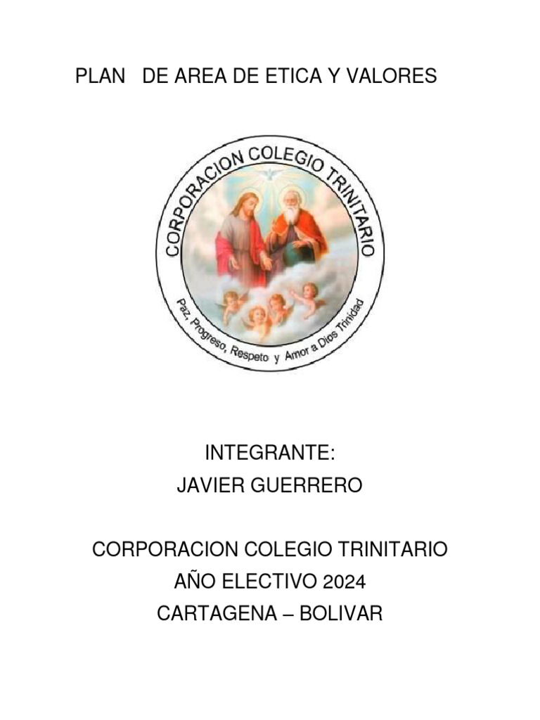 Plan de Area de Etica y Valores Triny 2024 | Descargar gratis PDF | Evaluación | Educación de la ...