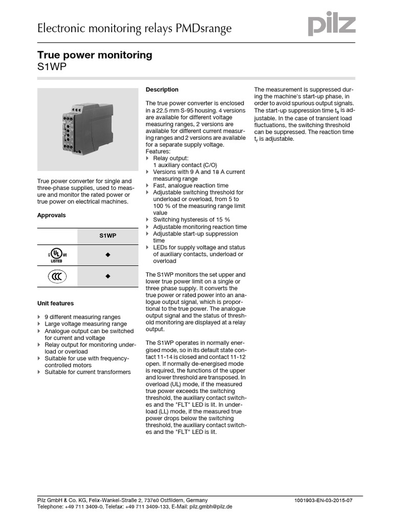 S1WP Data Sheet 1001903-EN-03 | PDF | Relay | Alternating Current