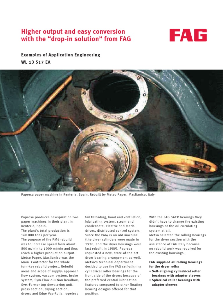 FAG Application | PDF | Bearing (Mechanical) | Industries