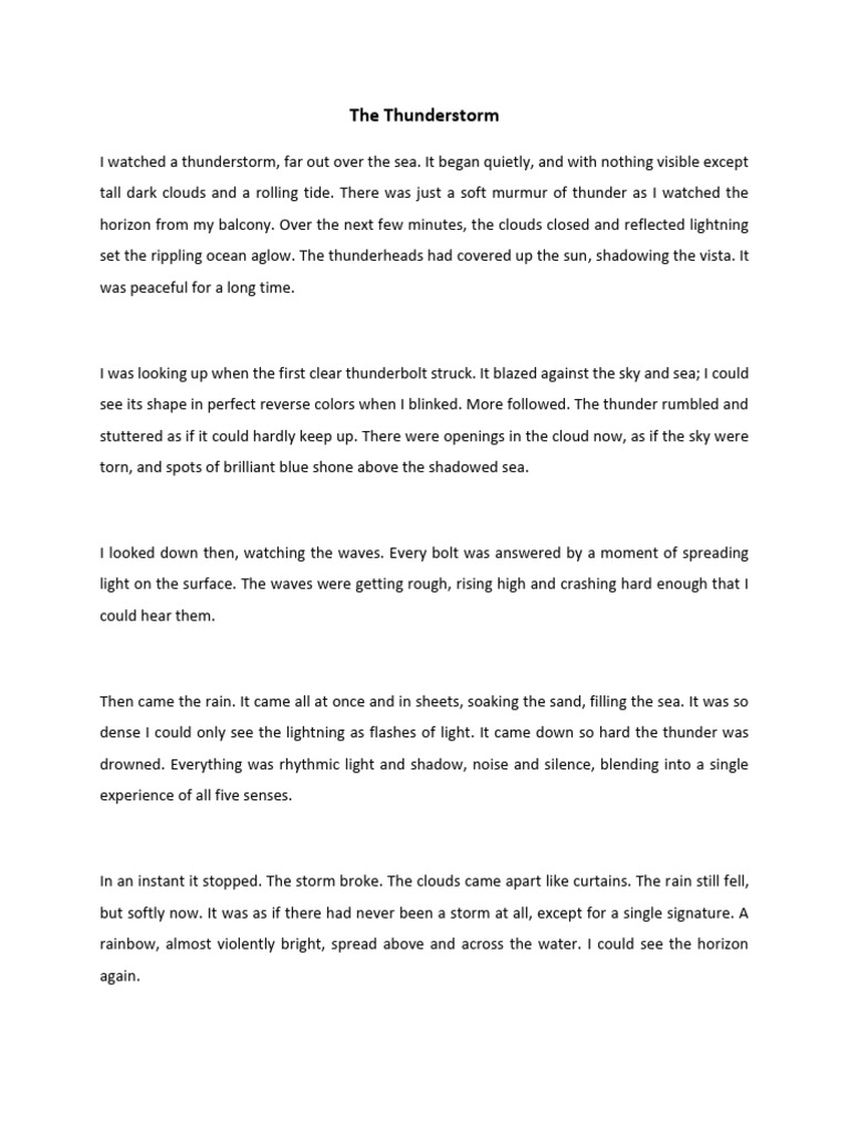 Descriptive Essay: The Thunderstorm Experience | PDF | Poetry