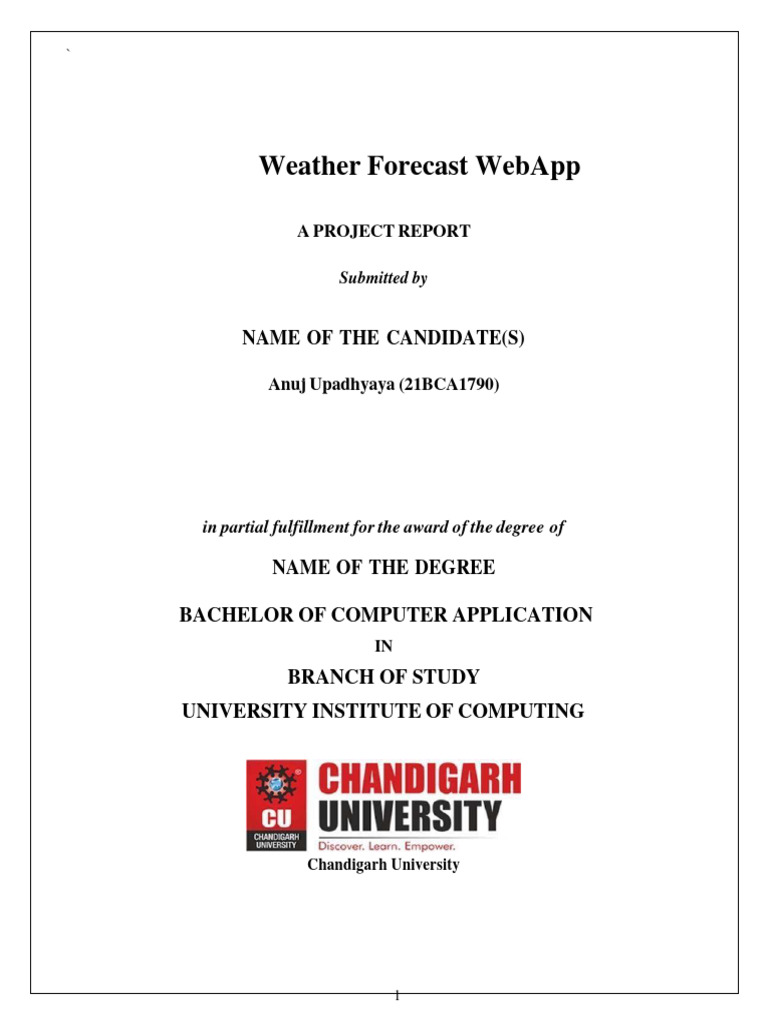 Project Report Wheather Forecast Web Application | PDF | Model–View–Controller | World Wide Web