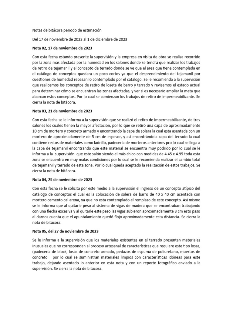 Notas de bitácora museo | PDF