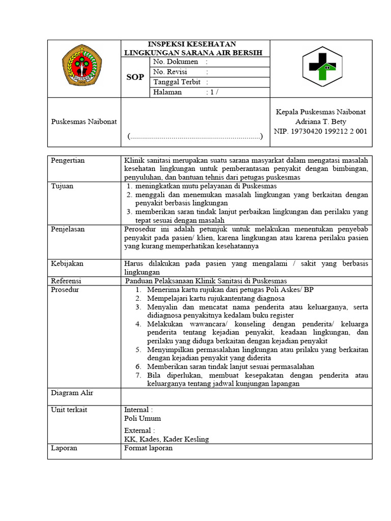 SOP Klinik Sanitasi | PDF