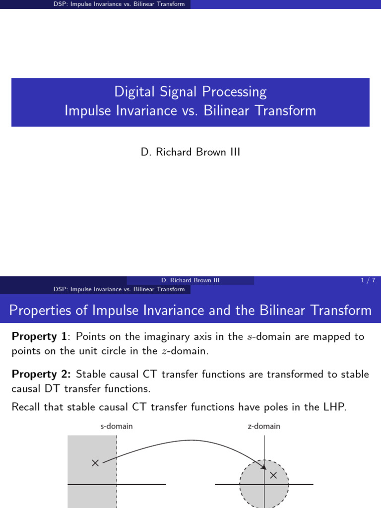 Digital Signal Processing Impulse Invariance vs. Bilinear Transform | PDF | Signal Processing ...