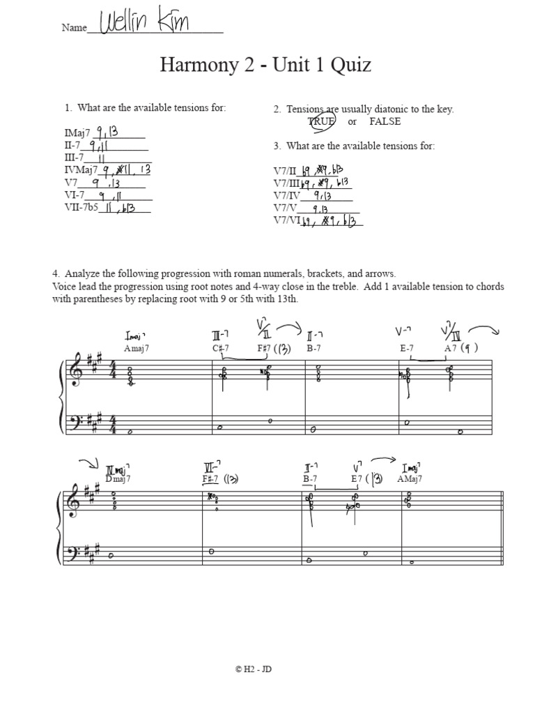 Quiz 1 | Download Free PDF | Harmony | Chord (Music)