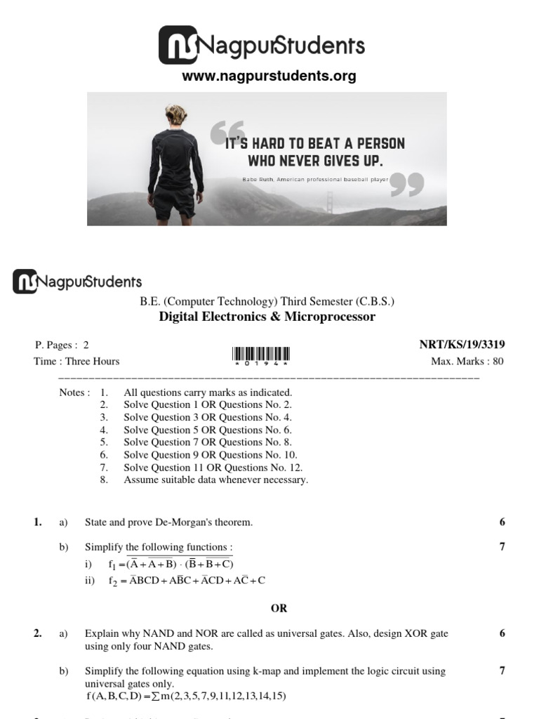 (NagpurStudents - Org) Digital Electronics and Microprocessor | PDF | Logic Gate | Electronics
