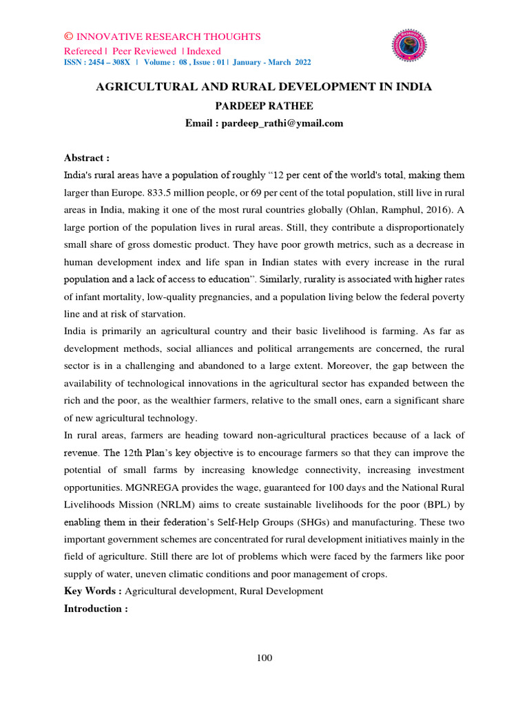 India's Rural Development Challenges | PDF | Agriculture | Poverty