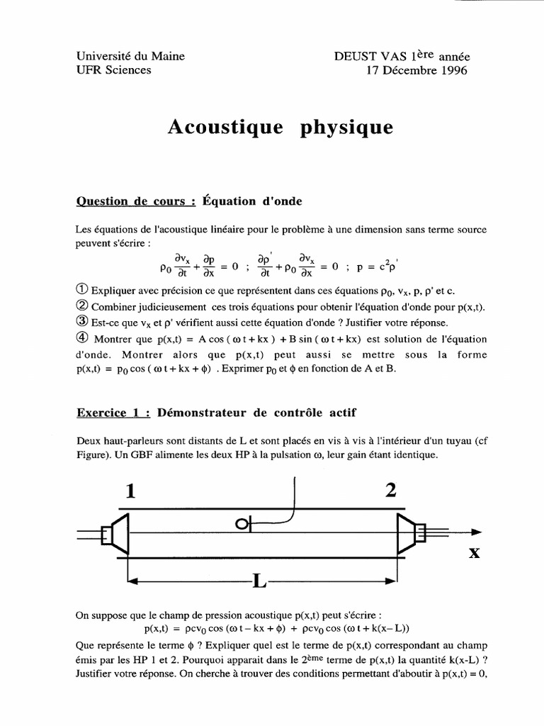 Acoustique Physique L2 (I) | PDF