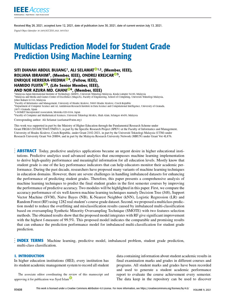 Multiclass Prediction Model For Student Grade Prediction Using Machine Learning | PDF | Machine ...