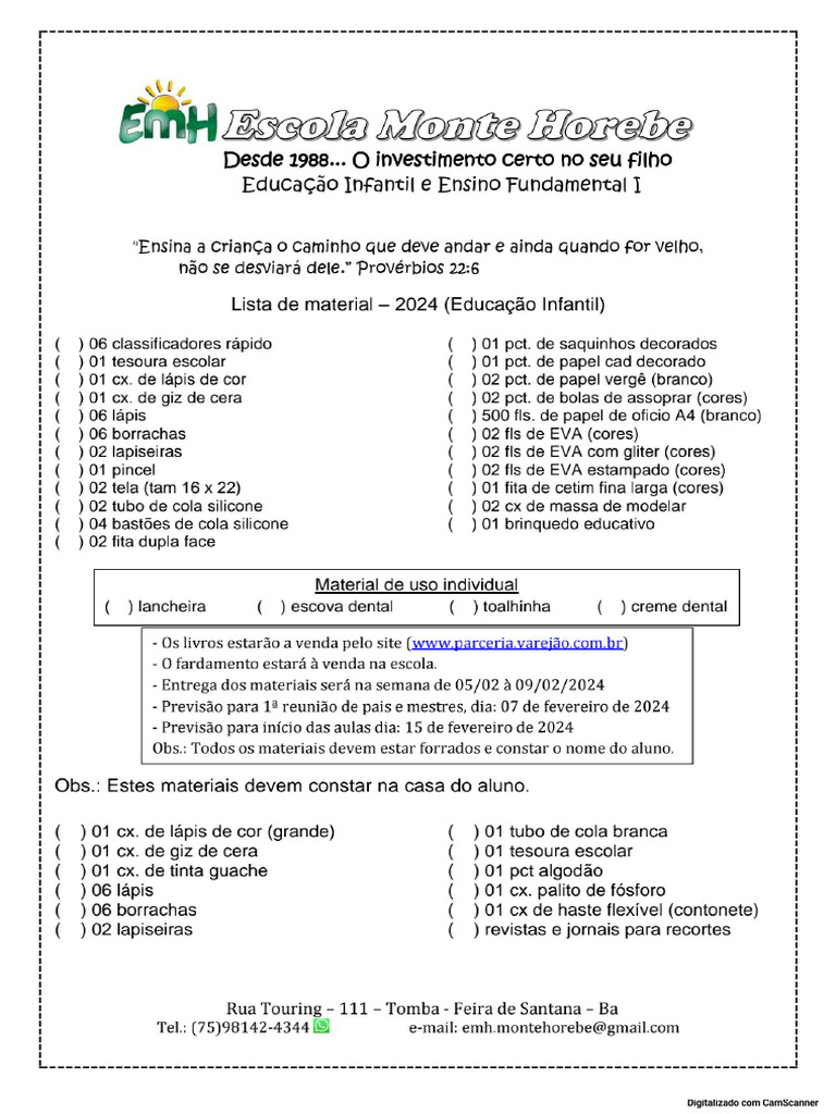 Lista Infantil 2024 | PDF