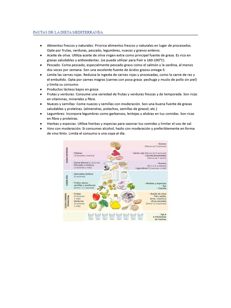 Pautas de La Dieta Mediterranea | PDF