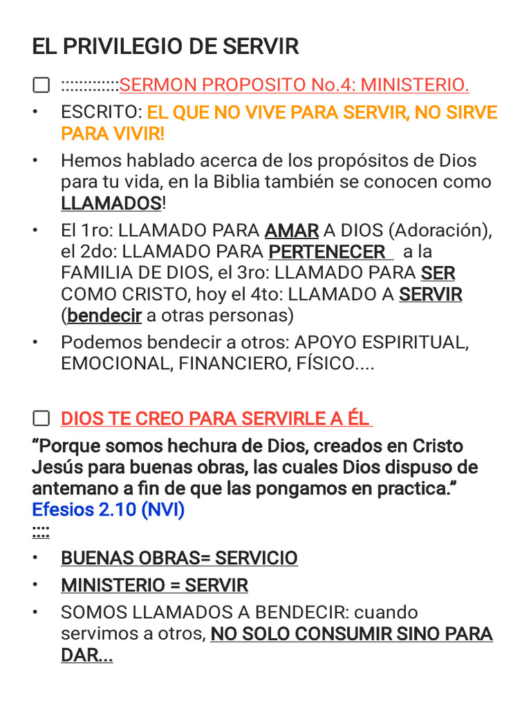 El Privilegio de Servir | PDF | Cristo (título) | Biblia