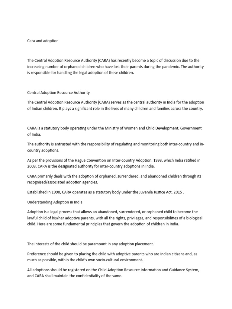 Cara and adoption | PDF | Adoption | Justice