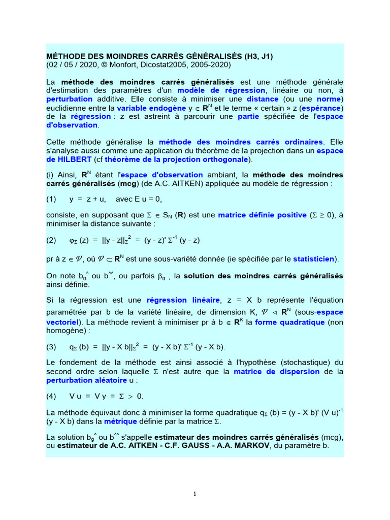 Methode Des Moindres Carres Generalises Pdf Méthode Des Moindres