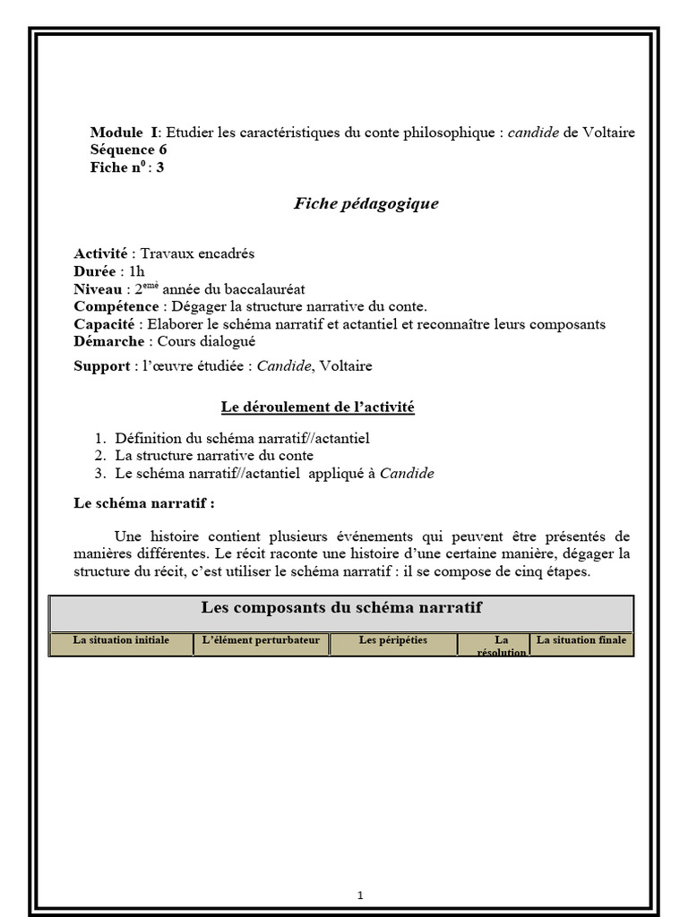 Schéma narratif et actantiel de Candide | PDF | Candide