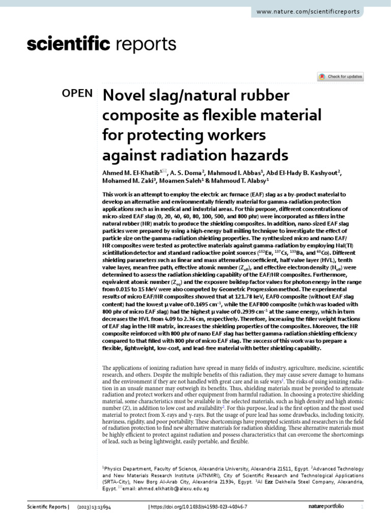 Novel Slag/natural Rubber Composite As Flexible Material For Protecting ...