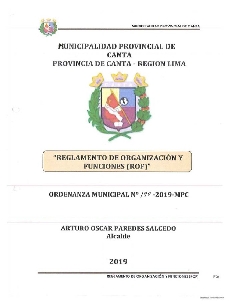 REGLAMENTO DE ORGANIZACION Y FUNCIONES (ROF) Cta | PDF