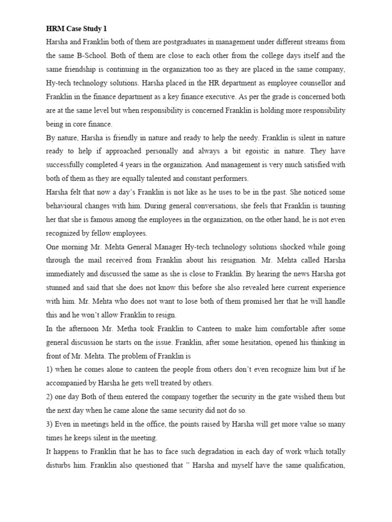 HR Case Study - 1 | PDF
