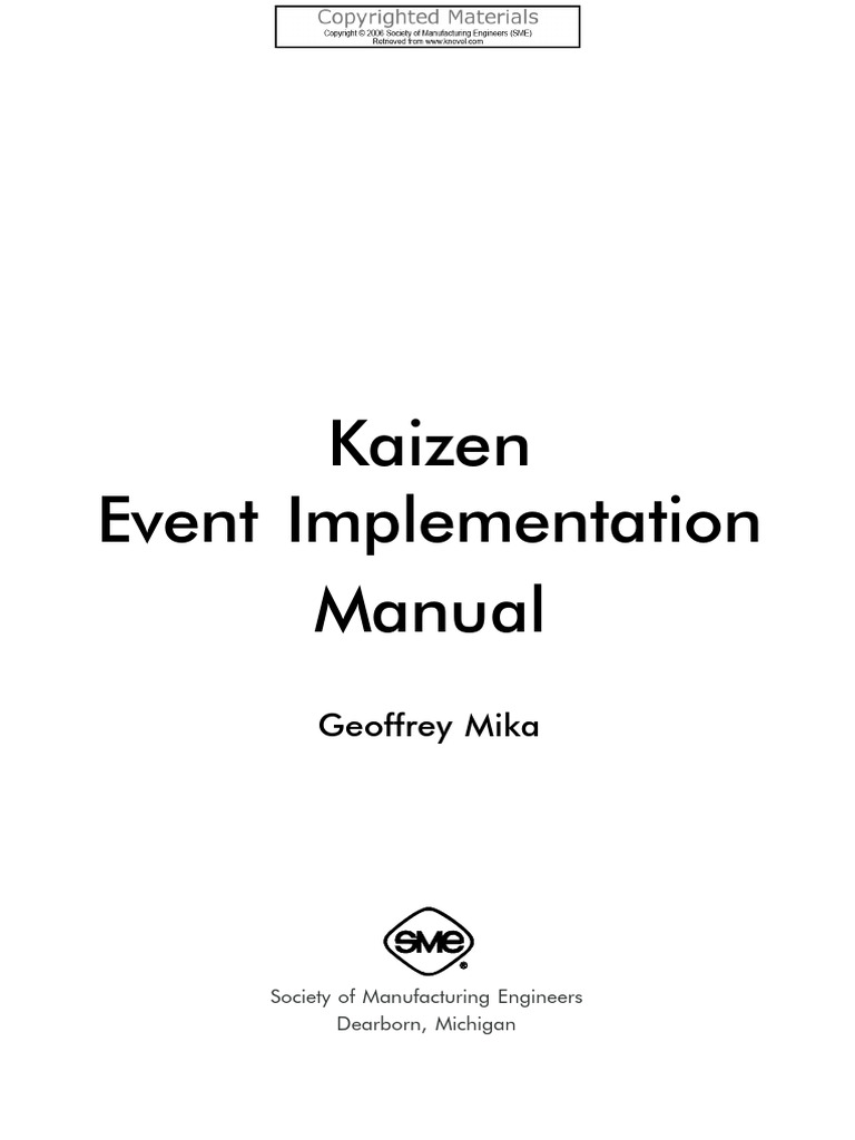 Kaizen Event Implementation Manual by Mika, Geoffrey | PDF | Lean ...