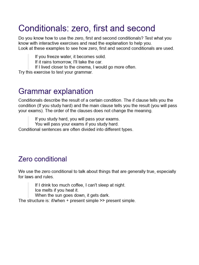1st and Second Cond. Grammar | PDF | Syntax | Language Mechanics