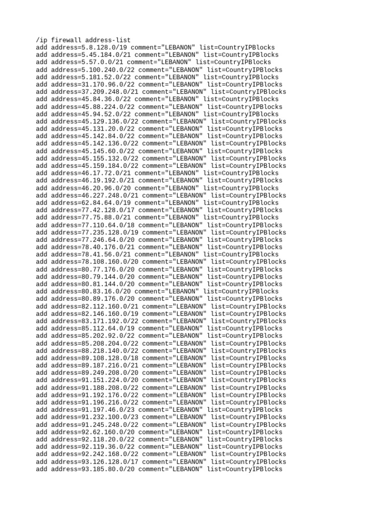 Lebanon IP Address List | PDF | Computer Networking | Networking Standards