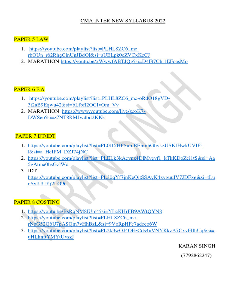 Cma Inter by Karan Sir | PDF