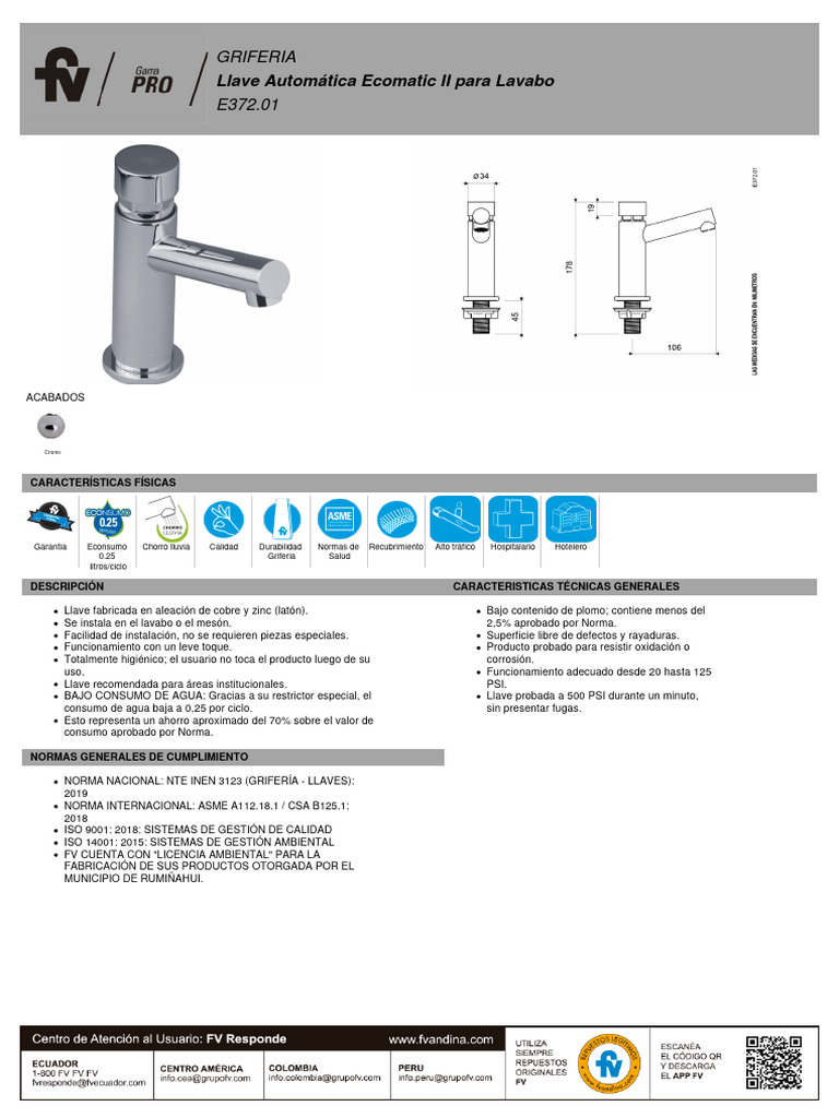 Ficha Tecnica - Llave Push | PDF