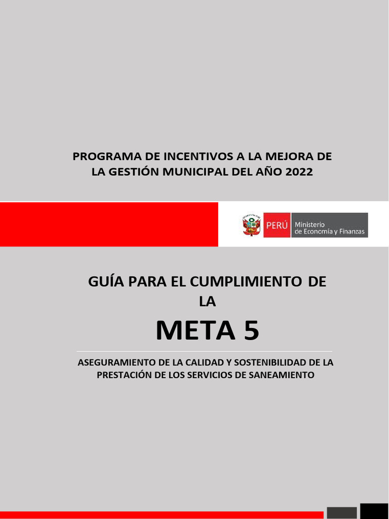 Guía Meta 5: Calidad en Saneamiento 2022 | PDF | Agua | Saneamiento