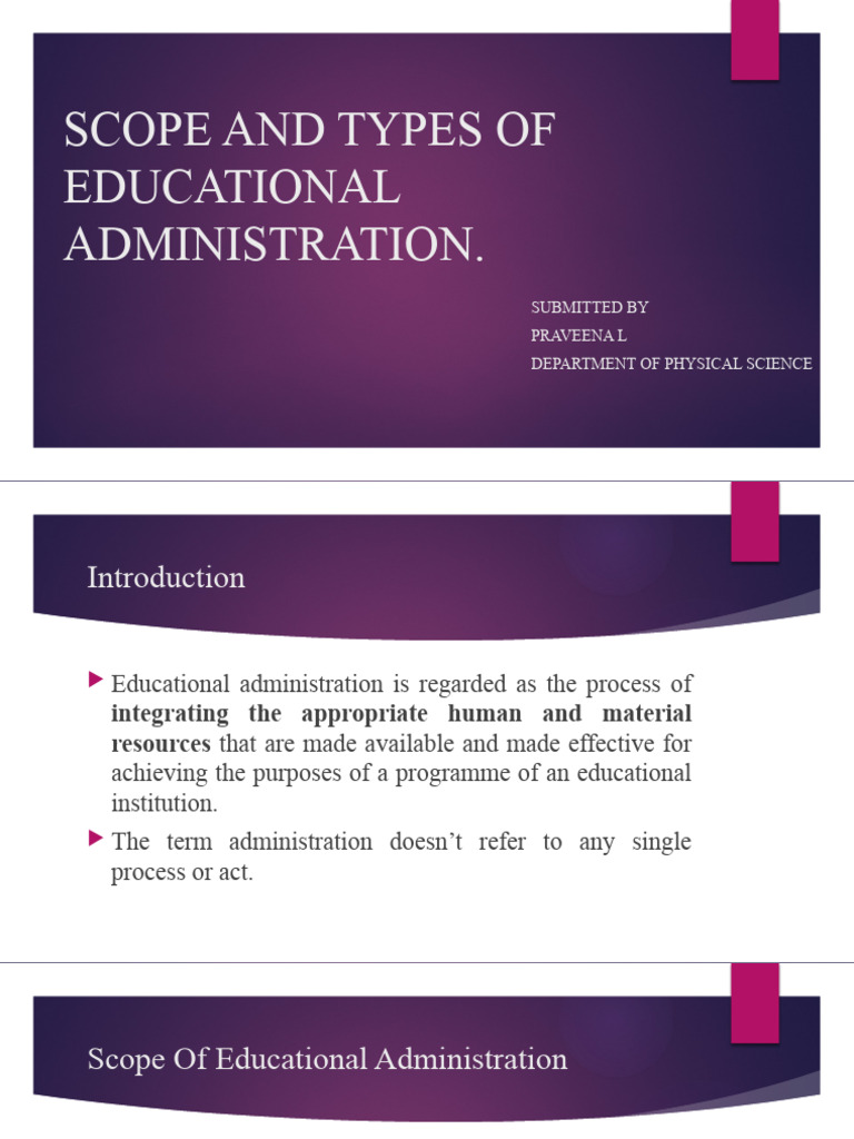 Scope and Types of Educational Administration | PDF | Curriculum | Schools
