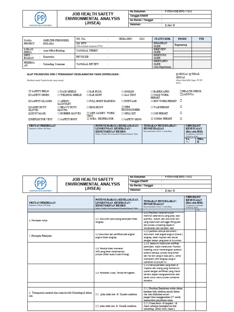 JSA Unloading WTP | PDF