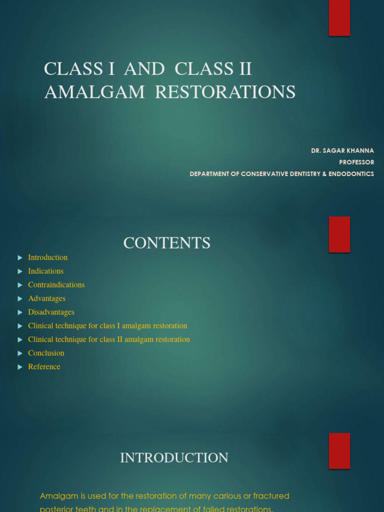 Class 1-2 Amalgam | PDF | Tooth Enamel | Dentin