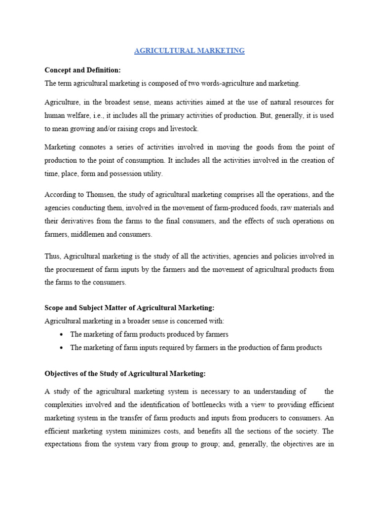 Agricultural Marketing | PDF | Agriculture | Marketing